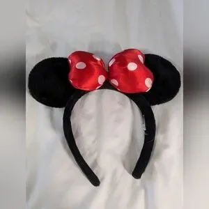 Disney | Accessories | Disney Minnie Mouse Ears Red And Black Polka Dot ...